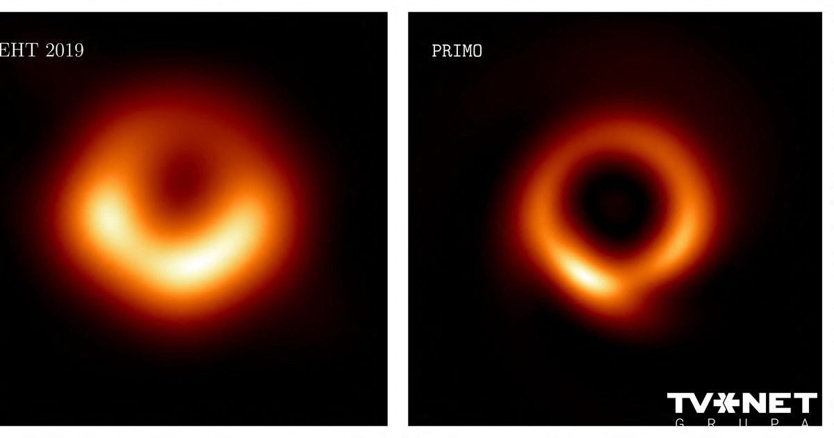 Krietni uzlabots pirmais melnā cauruma attēls